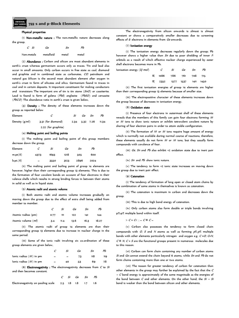 02 S and P Block Elements Theory Final E 2 | PDF | Silicon | Chemical Bond