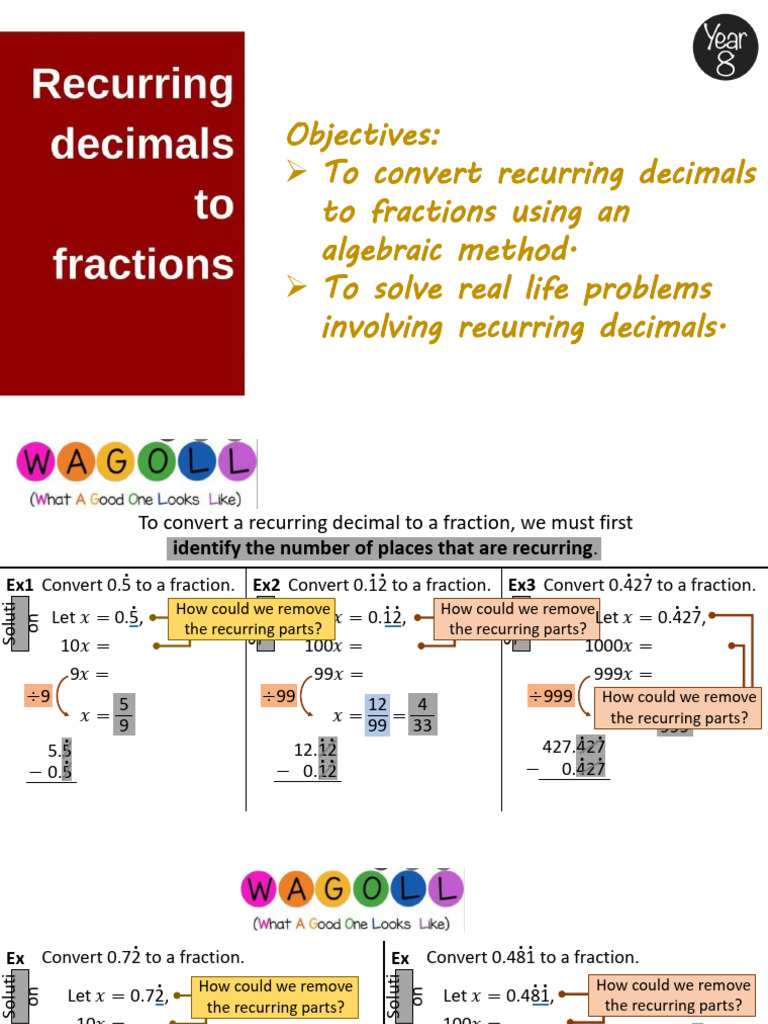 Yr8 - T2 - Wk2 - L1 - Recurring Decimals | PDF | Mathematical Notation ...