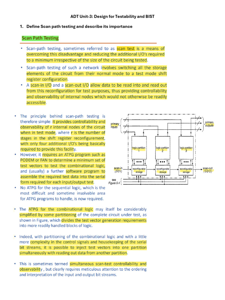 Design for Testability and BIST Techniques | PDF