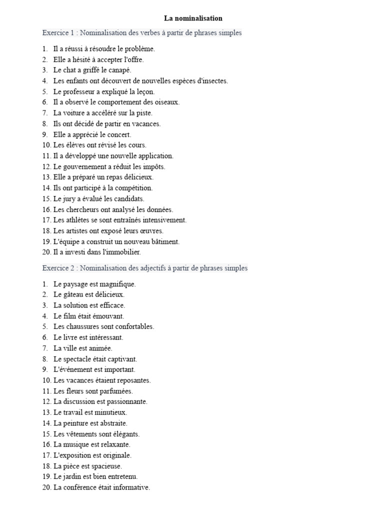 La Nominalisation | PDF | Environnement naturel