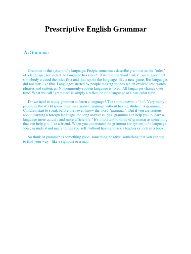 Understanding Prescriptive Grammar | PDF | Language Arts & Discipline ...