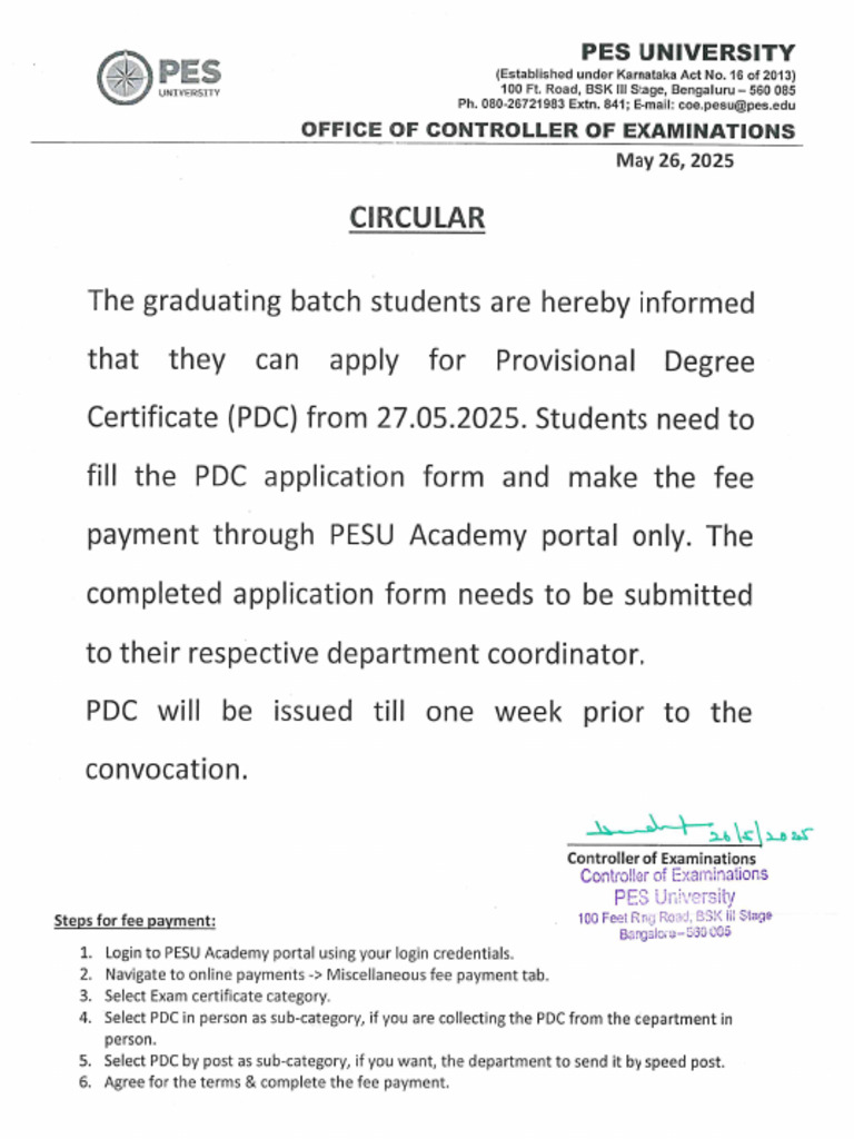 PDC Circular 2025 | PDF