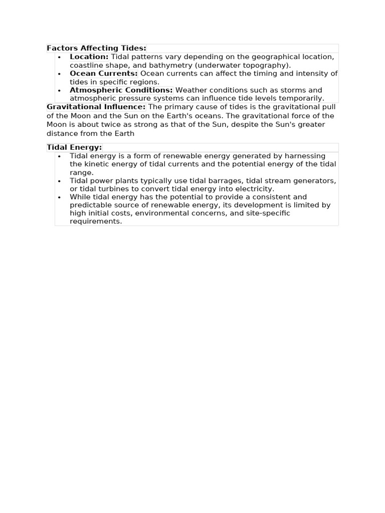 Factors Affecting Tides | PDF