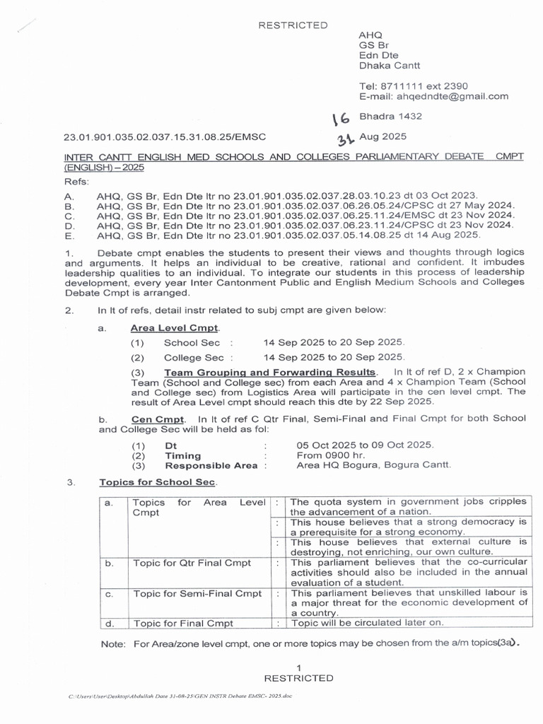 Debate Instr (Eng) - 202501025 | PDF
