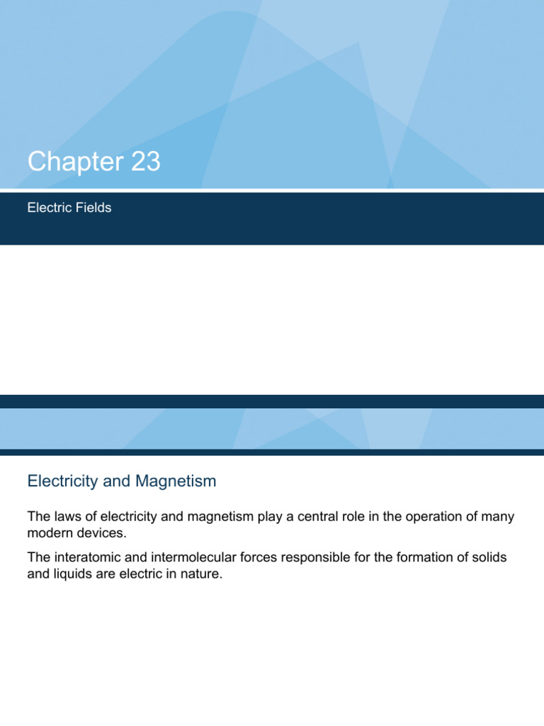 Chapter23 0 | PDF | Electric Charge | Electric Field