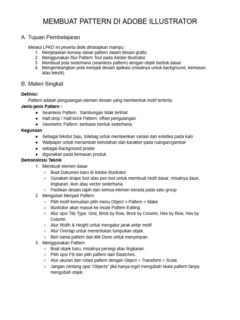 Membuat Pattern di Adobe Illustrator | PDF