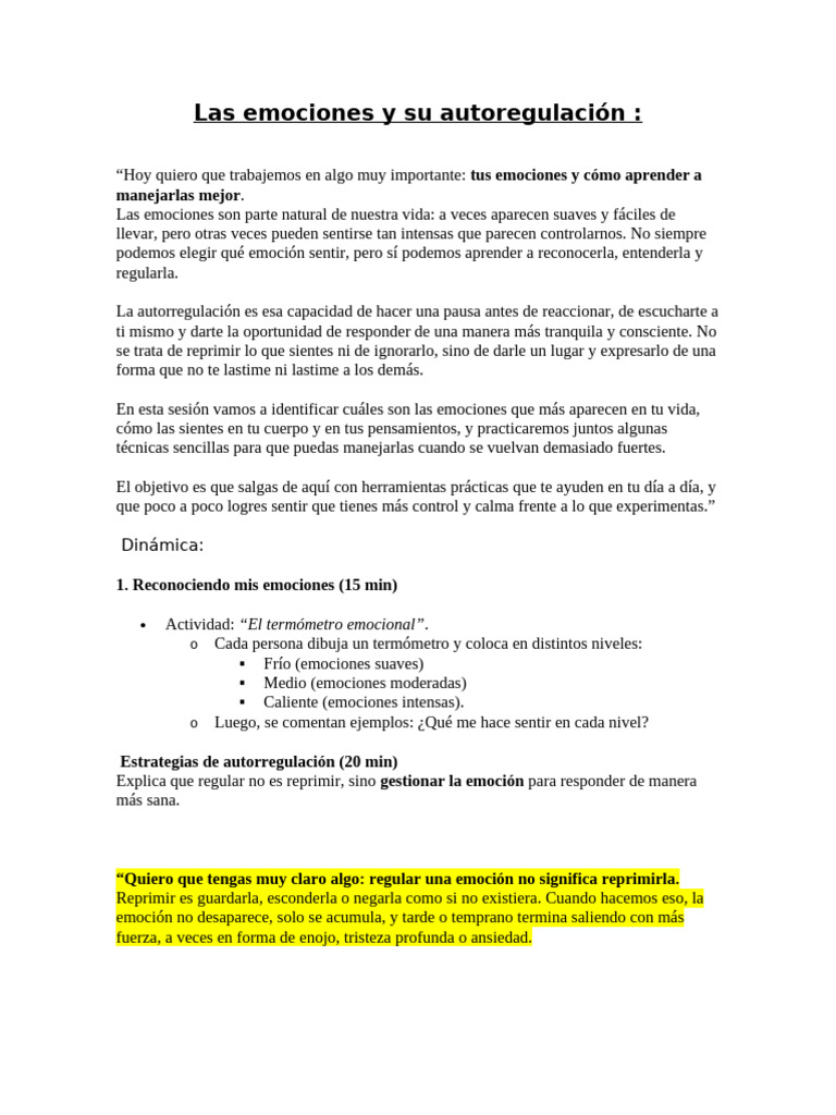 Autoregulando Emociones: Estrategias Prácticas | PDF | Las emociones ...