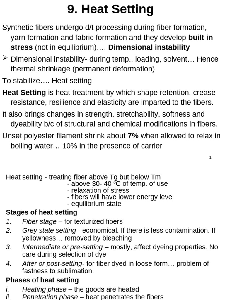 Heat Setting | PDF | Textiles | Polyester