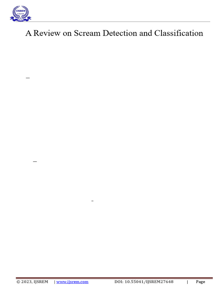 A Review On Scream Detection and Classification | PDF | Machine Learning | Support Vector Machine
