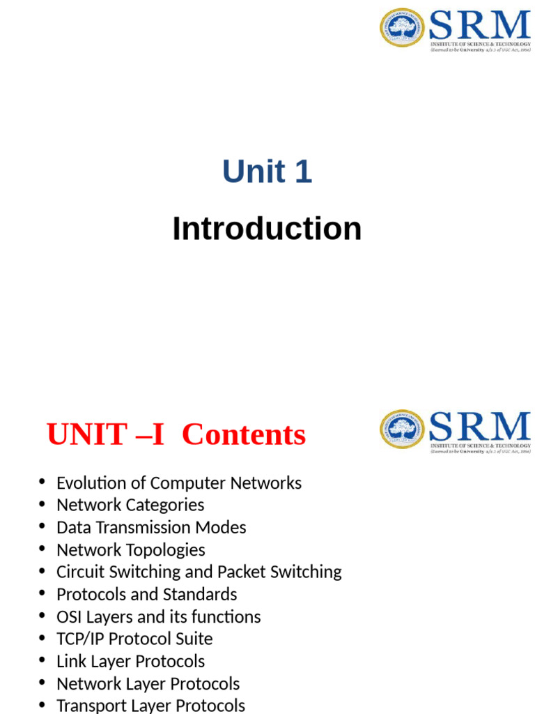 Unit1 Slides Final | PDF | Computer Network | Network Topology