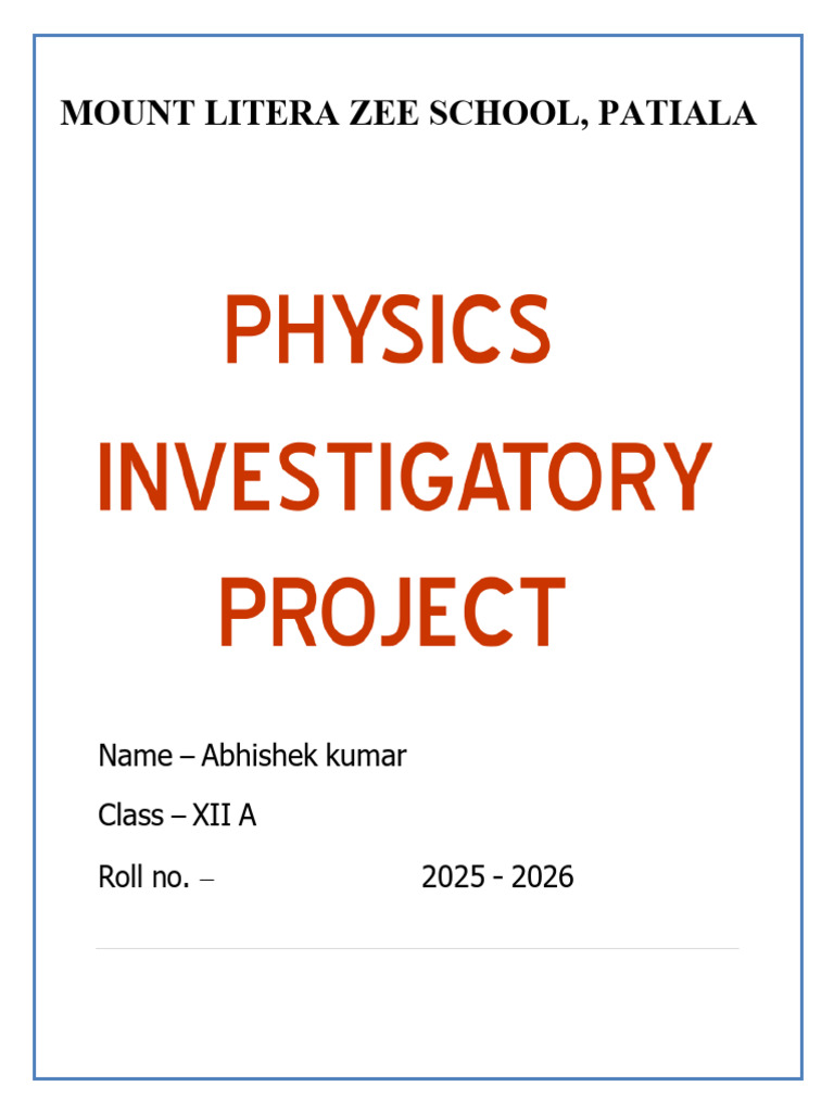 Physics Investigatory Project Sample | PDF | Electromagnetic Induction ...