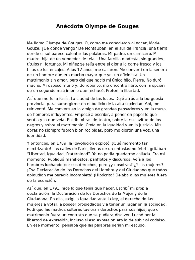 Anécdota Olympe de Gouges | PDF | revolución Francesa