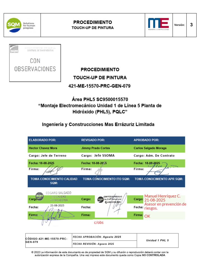 Procedimiento Touch-Up de Pintura PHL5 | PDF