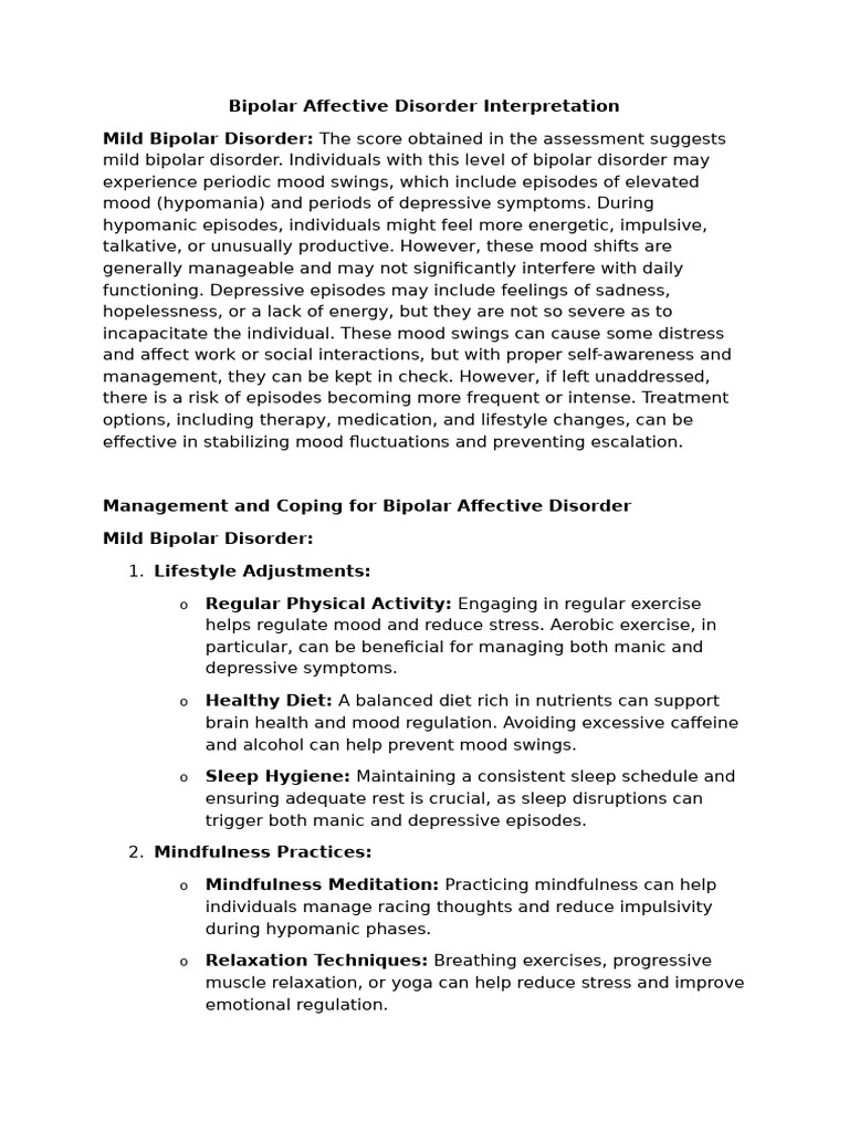 Bipolar Affective Disorder Interpretation | PDF | Bipolar Disorder ...