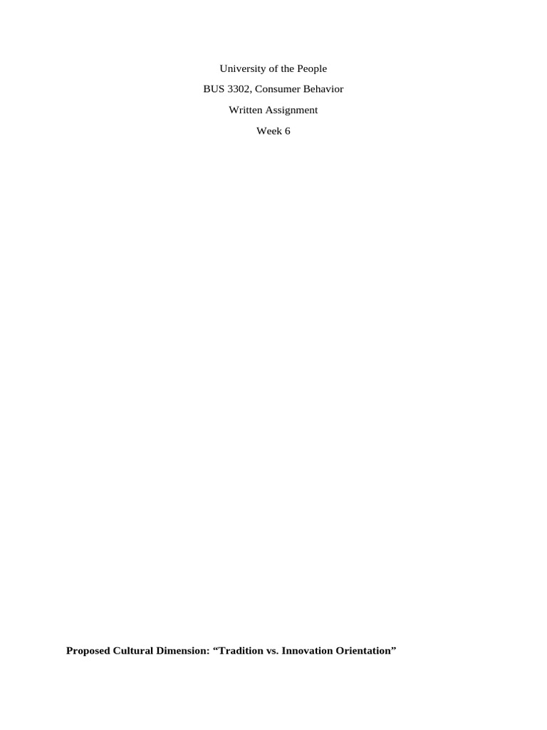Proposed Cultural Dimension: "Tradition vs. Innovation Orientation ...