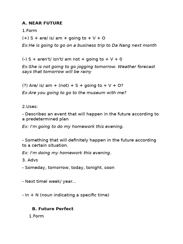 Near Future and Future Perject | PDF