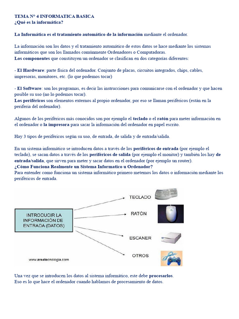 Informática Basica Quinto Tema | PDF
