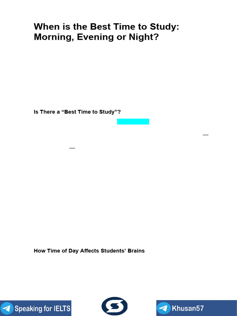When Is The Best Time To Study | PDF | Sleep | Mind