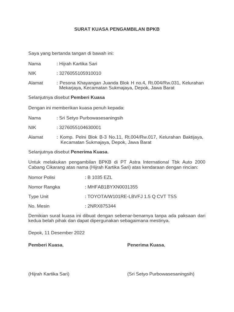 Surat Kuasa | PDF