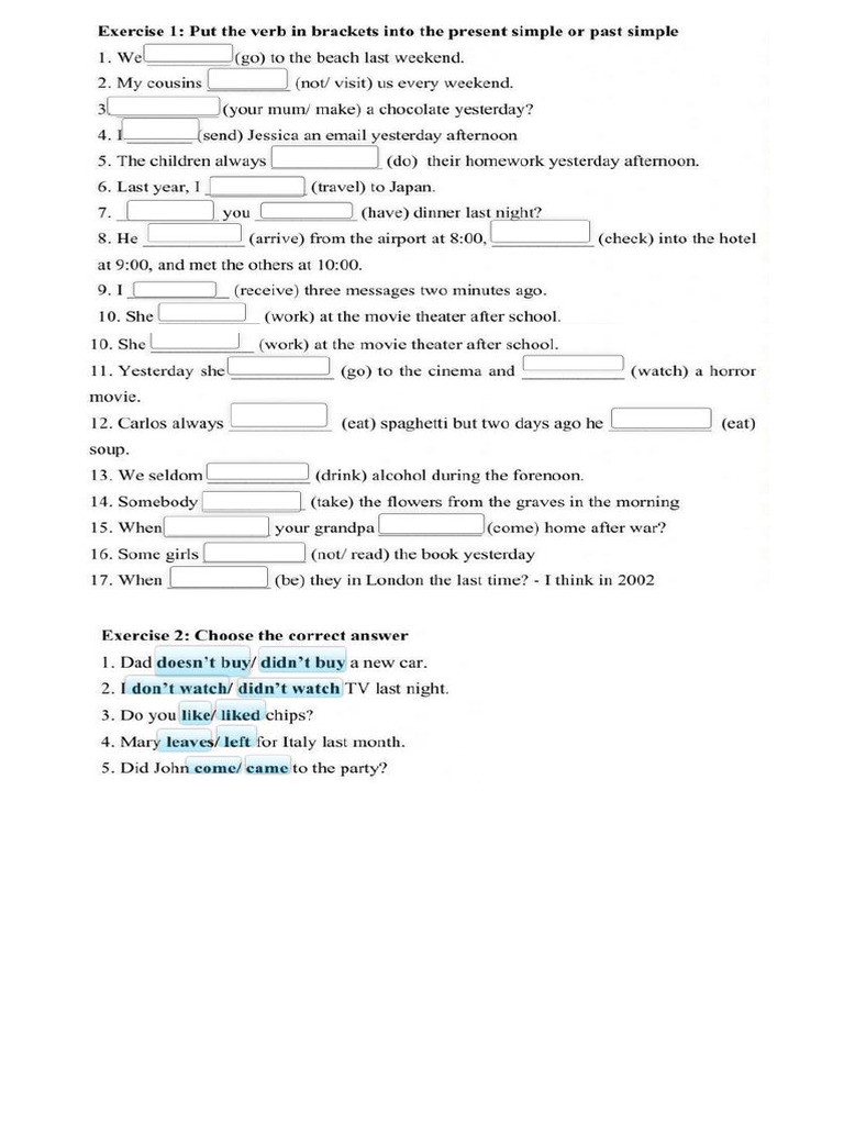 Worksheet 4 - Present or Past | PDF