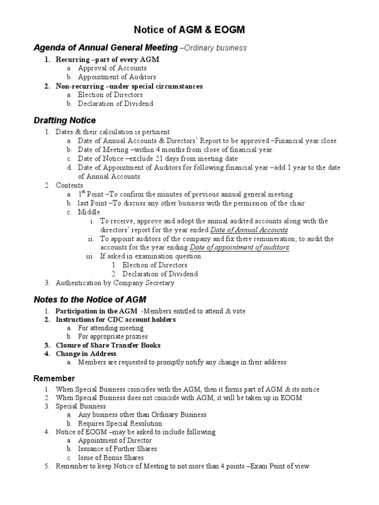 Notice of AGM and EOGM | PDF | Board Of Directors | Proxy Voting