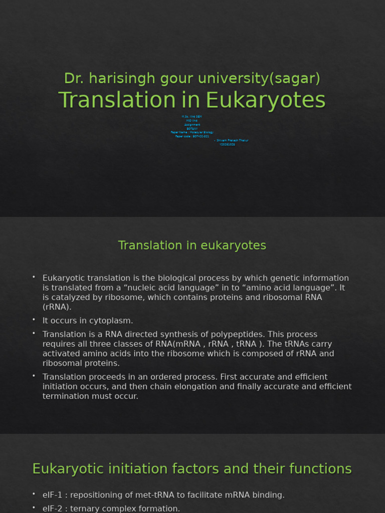 Eukaryotic Translation Initiation Process | PDF | Translation (Biology ...