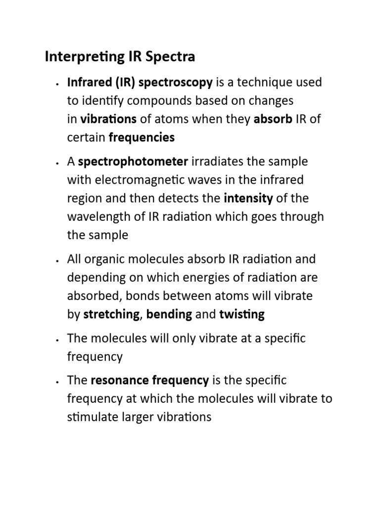 1) Interpreting IR Spectra | PDF | Infrared Spectroscopy | Absorption ...