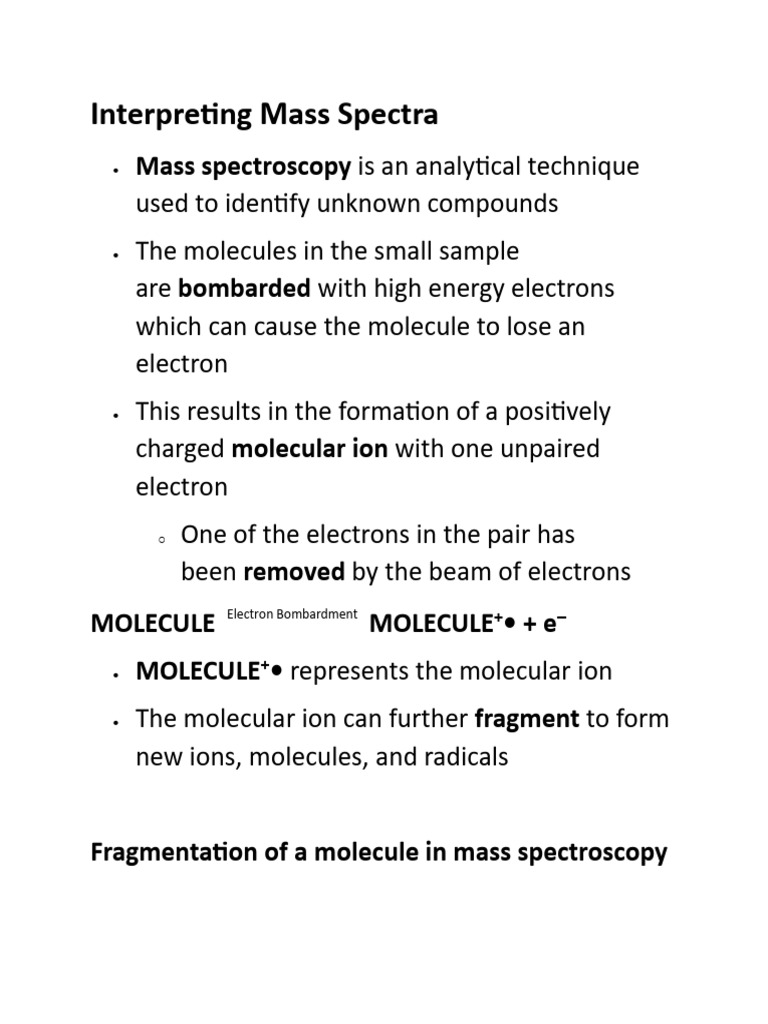 Interpreting Mass Spectra Basics | PDF | Mass Spectrometry | Ion