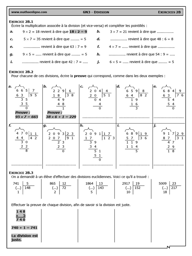 Exercices de division et preuves mathématiques | PDF