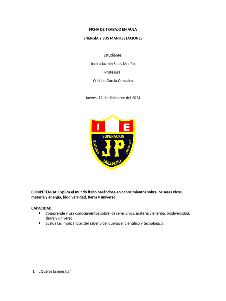 informe cyt mruv | PDF | Energía cinética | Energía potencial