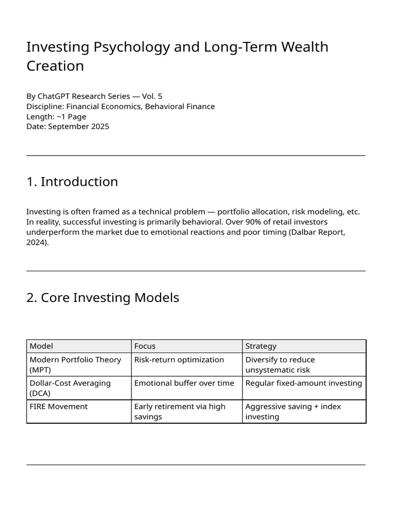 Investing Psychology and Long-Term Wealth Creation | PDF | Investing ...