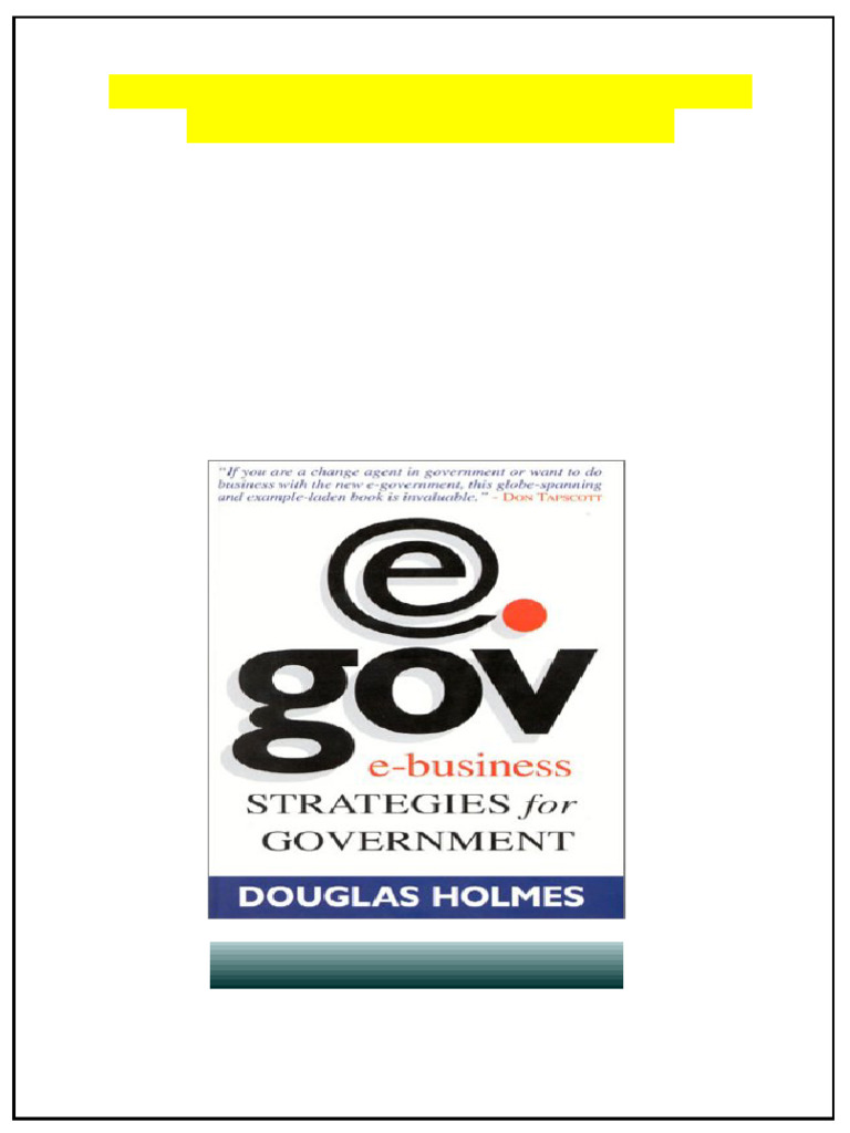 Egov E Business Strategies For Government 1st Edition Douglas Holmes Kindle & PDF Formats | PDF ...