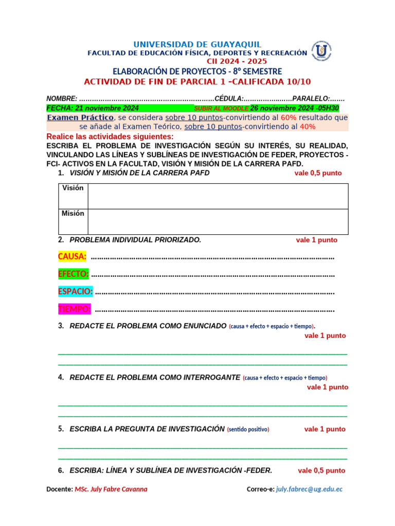 Actividad de Proyecto - 8° Semestre PAFD | PDF