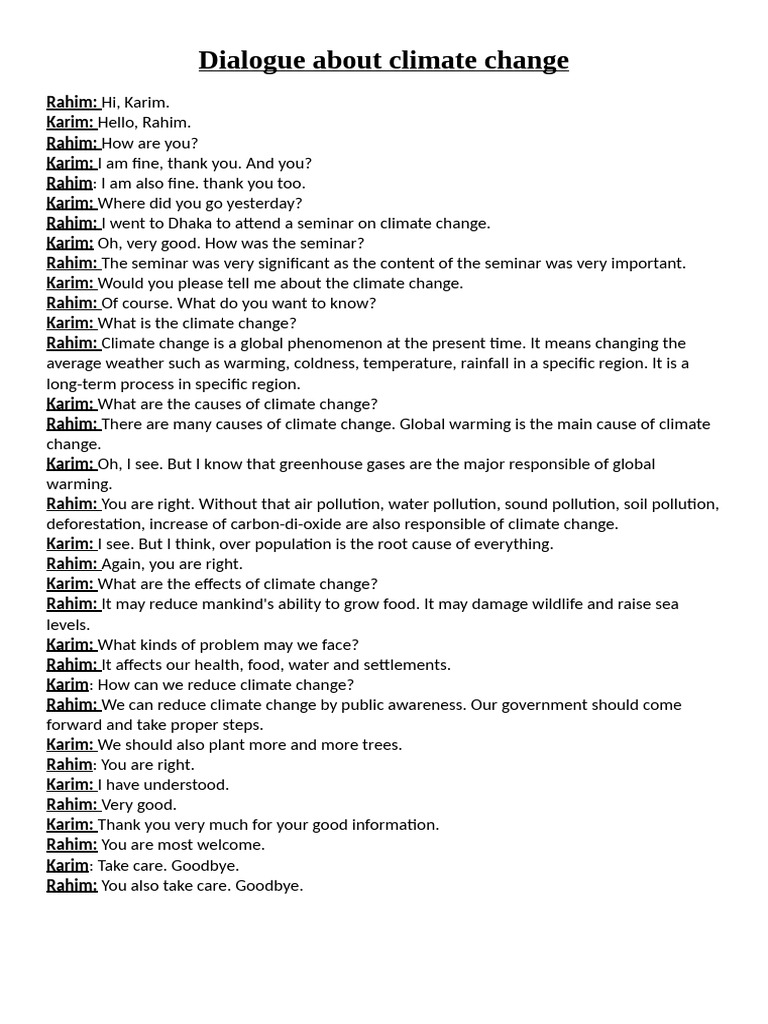 Climate Change Dialogue for Students | PDF | Climate Change | Climate