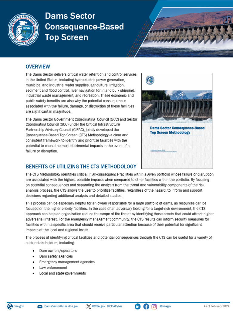 Dams Sector Cts Fact Sheet 031324 508 | PDF | Dam | Risk