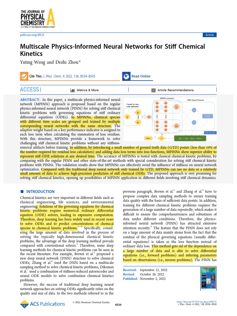 Multiscale Neural Networks for Chemical Kinetics | PDF | Deep Learning ...