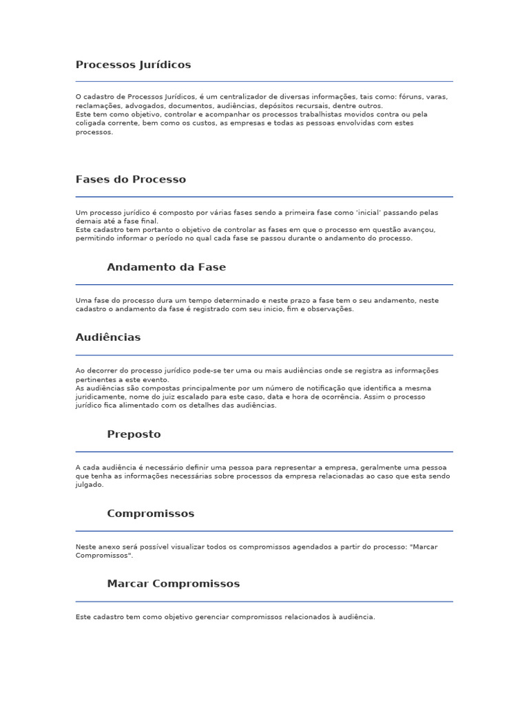 Cadastro e Gestão de Processos Jurídicos | PDF