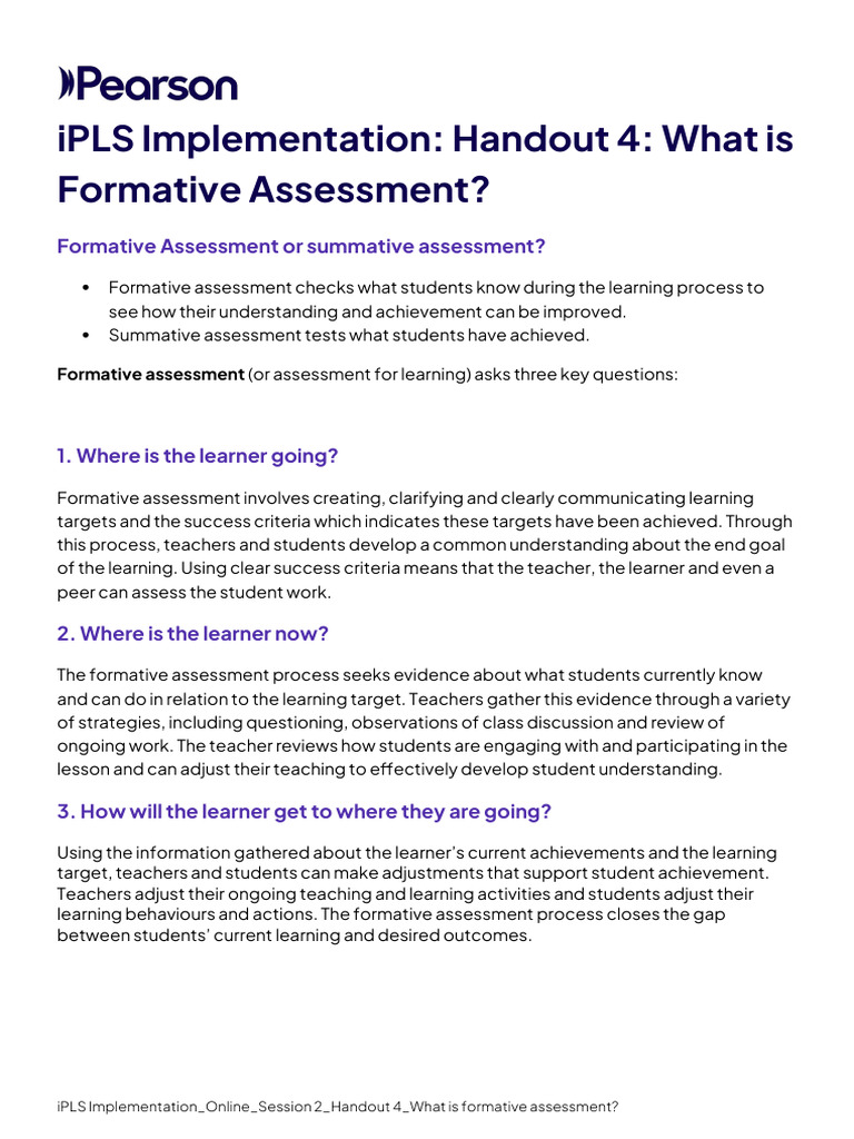 Understanding Formative Assessment | PDF