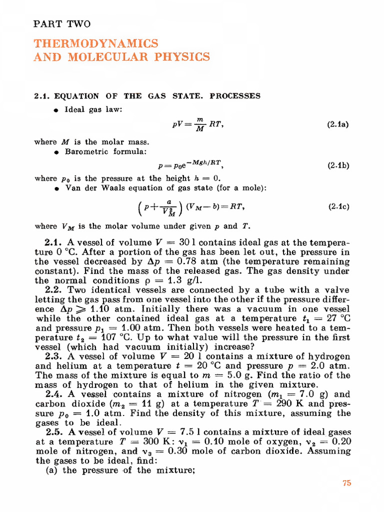 I.E. Irodov - Problems in General Physics-76-82 | PDF | Gases | Heat Capacity