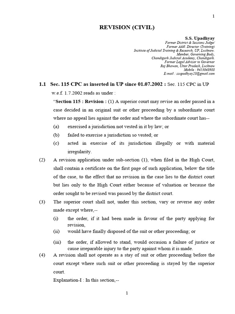 Understanding Section 115 CPC Revision | PDF | Judgment (Law) | Supreme ...