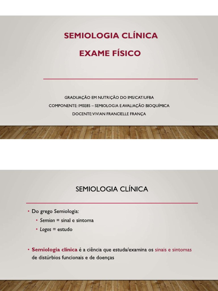 Aula 1 A 4 - Semiologia - Exame F-Sico | PDF