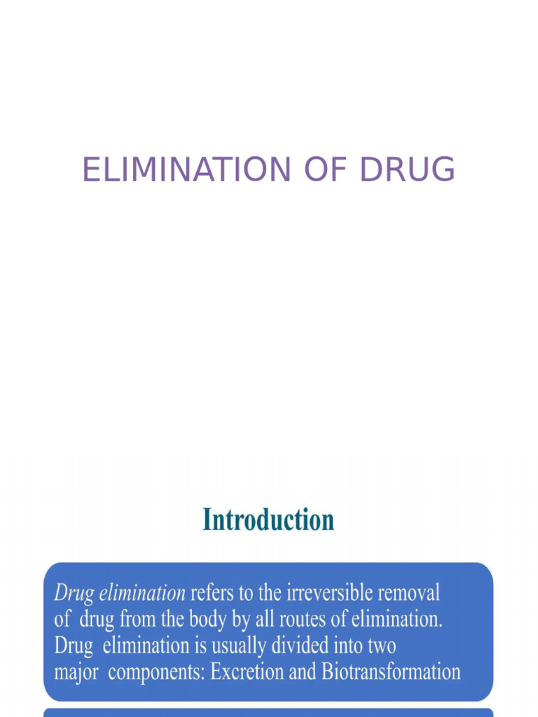 Elimination of Drug | PDF