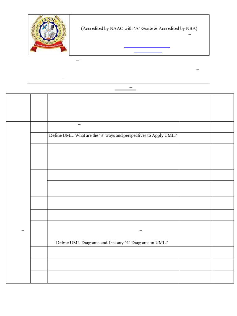 OOAD SEM Internal QB 20-24 | PDF | Unified Modeling Language | Use Case