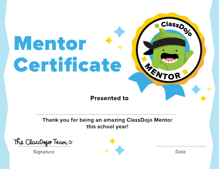 Class Dojo Mentor Certificate | PDF