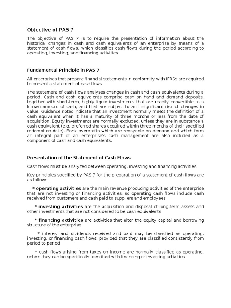 Pas 7 | PDF | Cash And Cash Equivalents | Cash Flow Statement