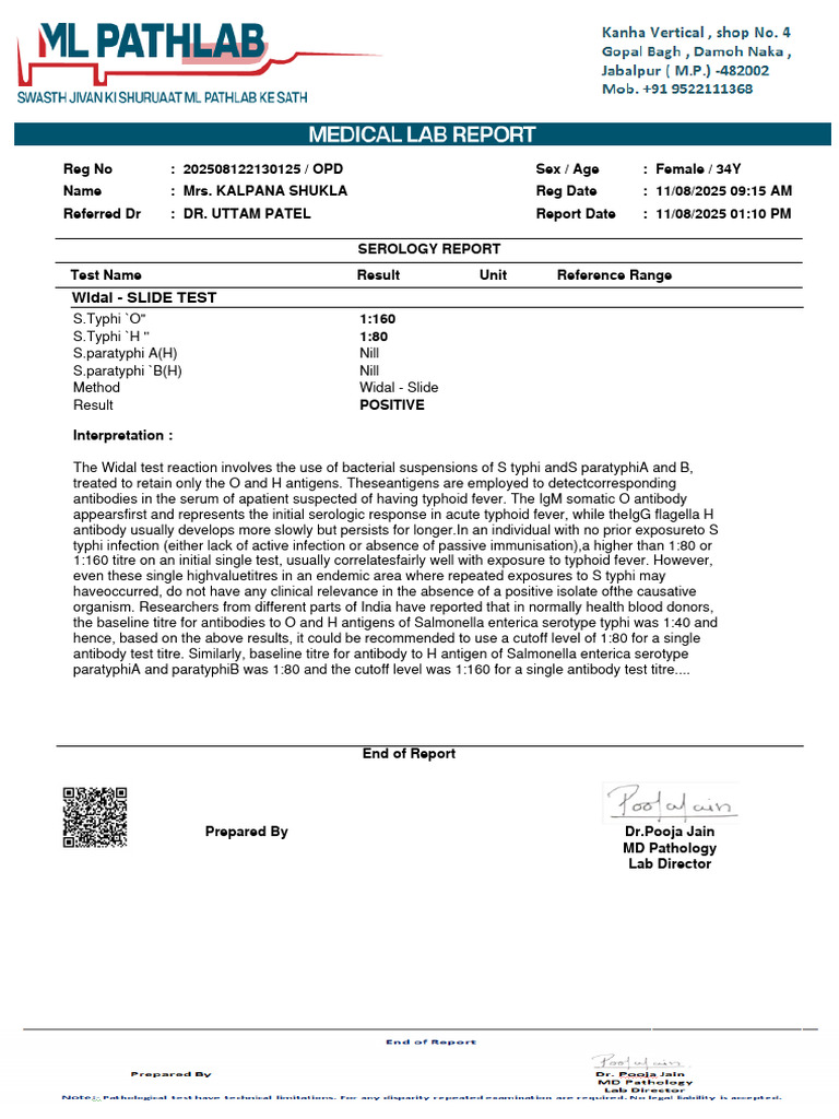 Comprehensive Medical Test Report | PDF | Blood | Hematology