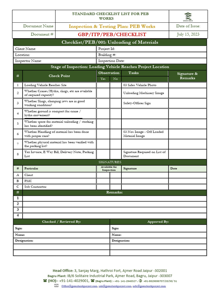Extracted Gbp Qap Peb Checklist | PDF