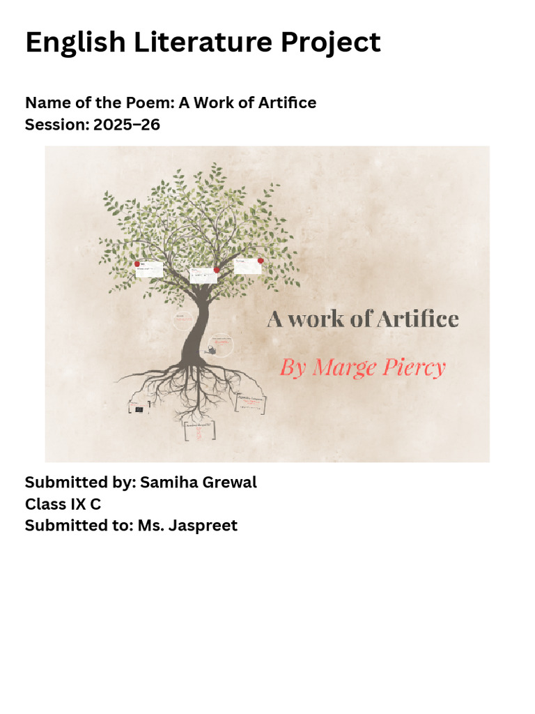 English Literature Project Name of the Poem a Work of Artifice Session ...