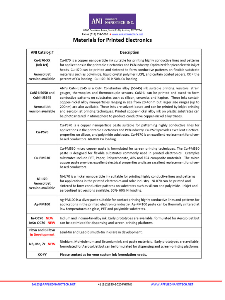 Applied Nanotech CATALOG | PDF | Materials | Physical Sciences