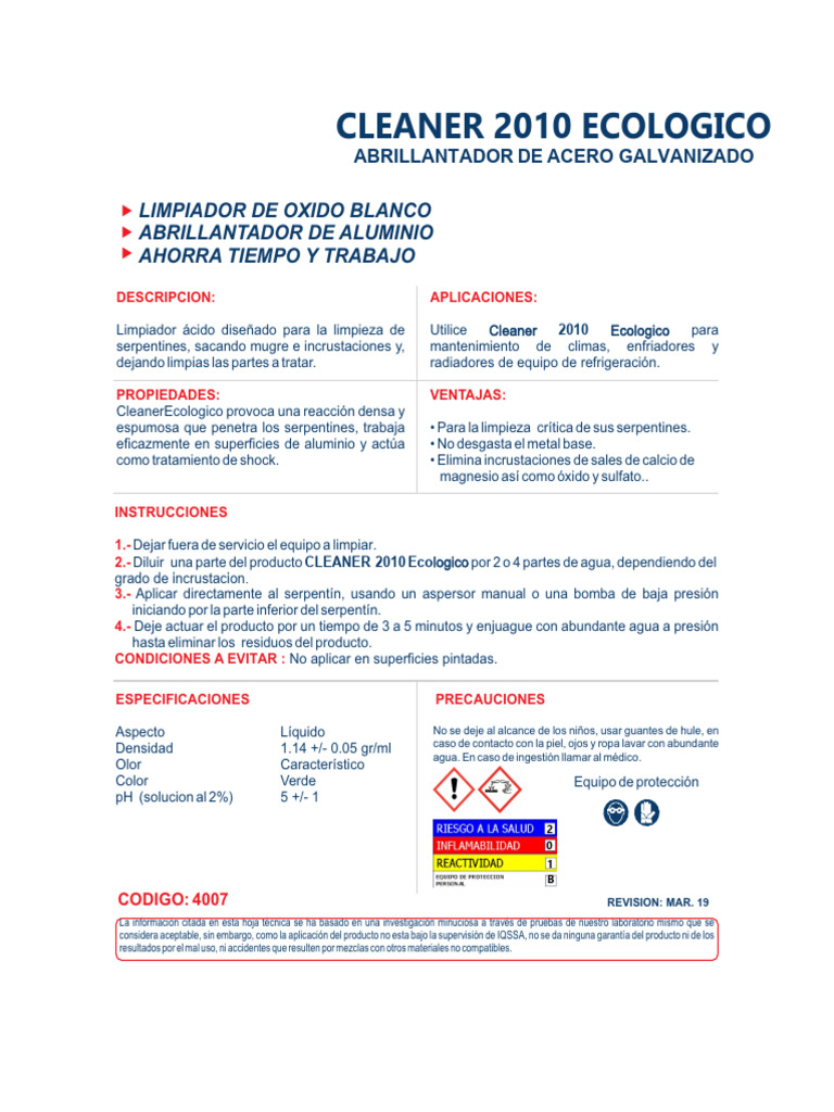 Limpiador Ecológico para Serpentines | PDF | Agua | Aluminio